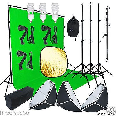 10x13ft Chromakey Green Screen Studio Lighting Kit W/ Backdrop Stand L ...
